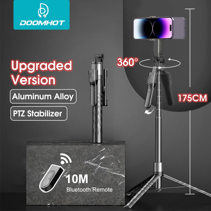 DoomHot Bluetooth Selfie Stick 175CM Phone Stabilizer Holder 360°Pan ...