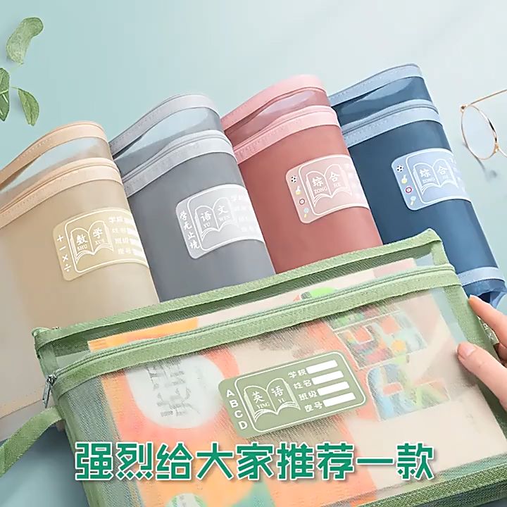 A4 Transparent Mesh Envelope Bag File Folder Bag Double-Layers Zipper ...