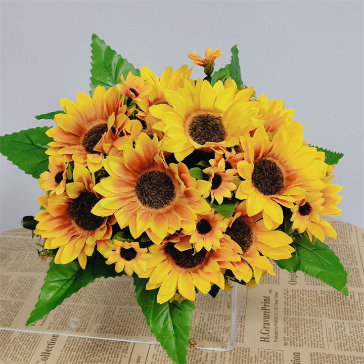 Artificial Sunflower Bouquet Plastic Asterisk Flower Bed Partition ...