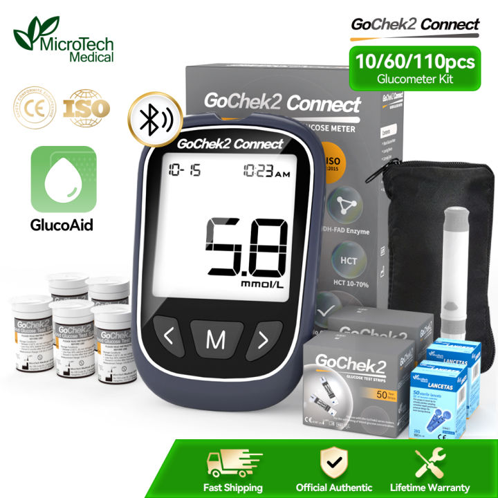 MicroTech Gochek2 Connect Blood Glucose Monitor 10/60/110pcs Digital ...