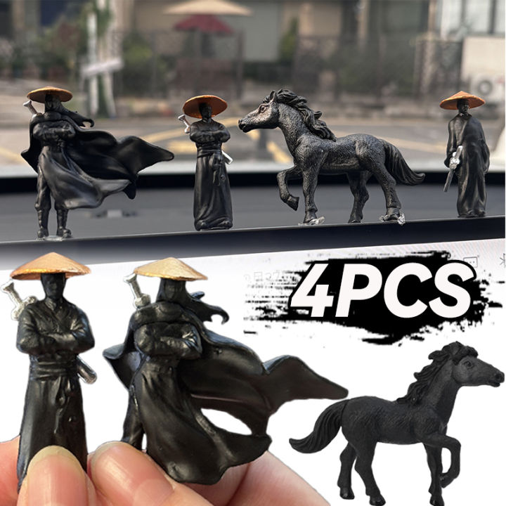 4PCS Chinese Kung Swordsman Car Dashboard Ornaments Figure Sculpture ...