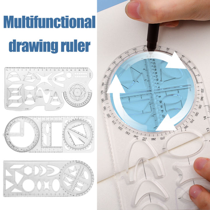 【On Sale】Creative Plastic Ruler Multifunctional Template Ruler Drawing ...
