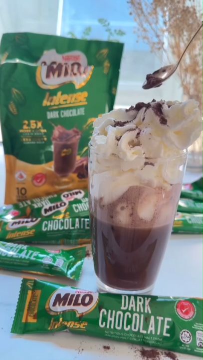 Nestle Milo Intense Dark Chocolate less sugar ผงชงไมโลในกระป๋อง น้ำหนัก ...