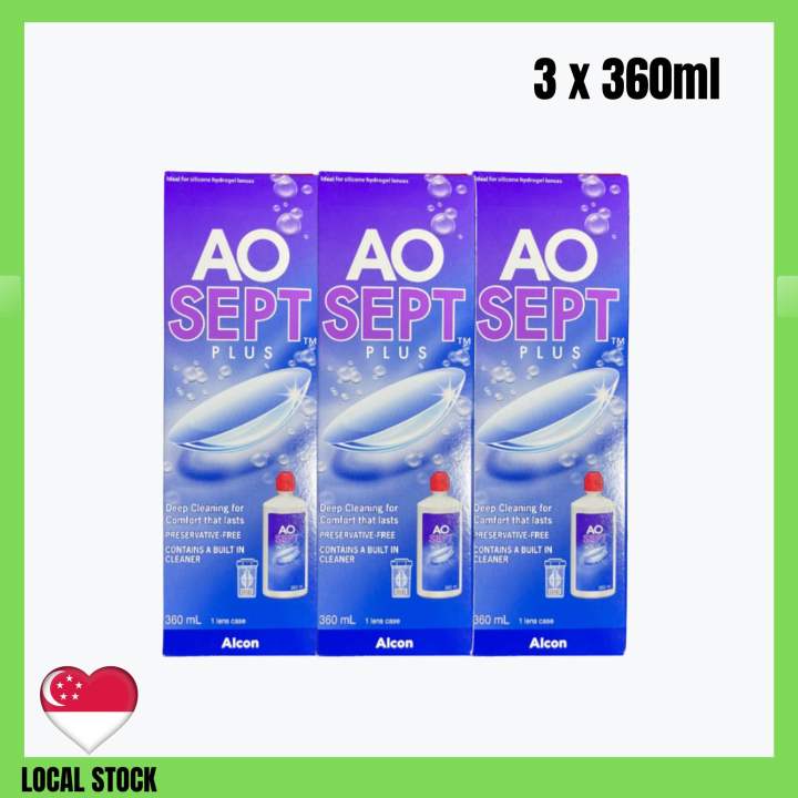 Alcon Aosept Plus Cleaning Disinfecting Solution (3x360ML) Expiry Date ...