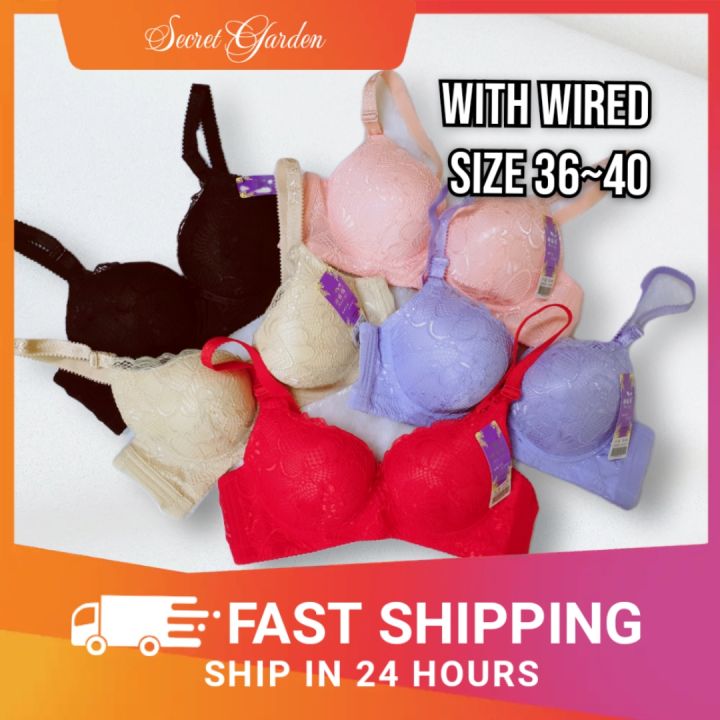 [B cup] Women bra with wired/steel ring/lace/有钢圈/有铁线内衣/胸罩/蕾丝花纹 | Lazada
