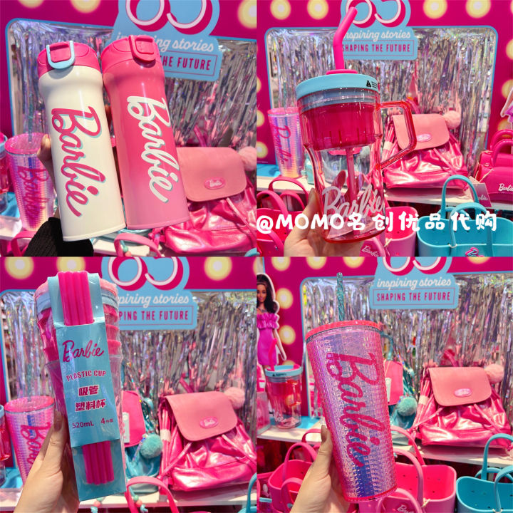 Miniso MINISO Barbie Daylight Shining Double Layer Straw Plastic Cup ...