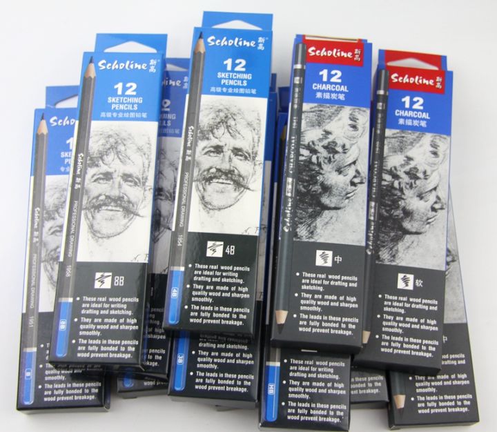 Scholine Sketching Charcoal Pencils Soft Medium Hard Gradient Grey ...