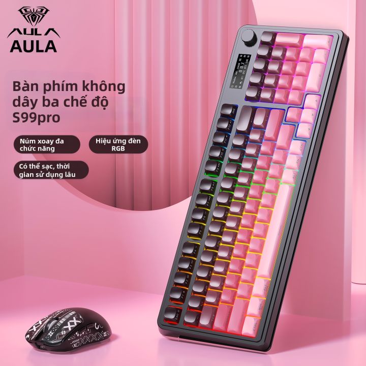 AULA | Bàn Phím Không Dây Spider S99pro Đèn LED Nâng Cấp, Đa Chế Độ ...