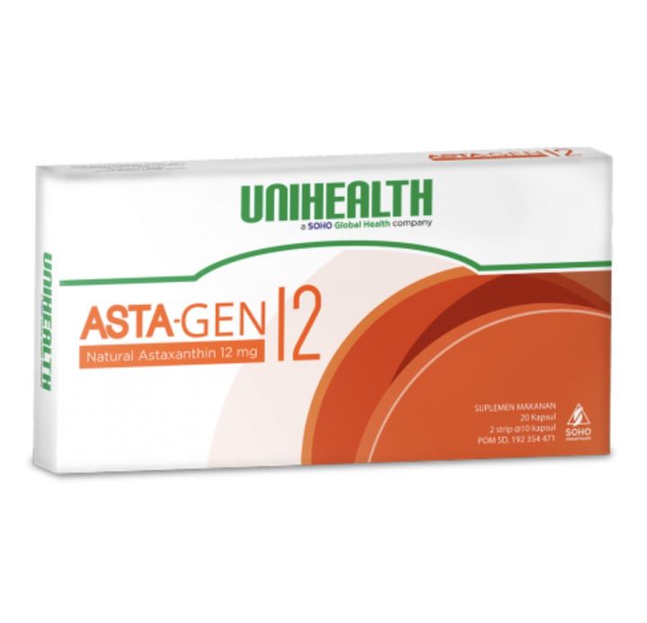 Asta Gen 12 Natural Astaxanthin Astagen 20 kapsul Unihealth Soho ...