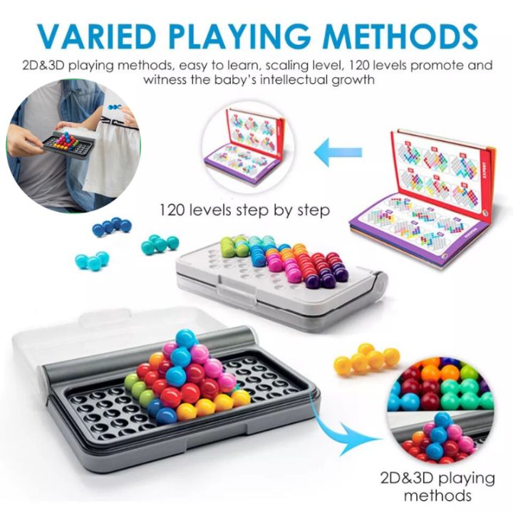 120 Challenges Smart IQ Games 3D Bead Puzzler Chain Buckle Puzzle Logic Board Game Educational ...