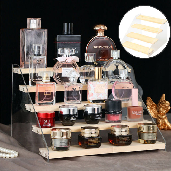 Clear Wooden Display Rack Perfume Glasses Cosmetic Dolls Action Figure ...