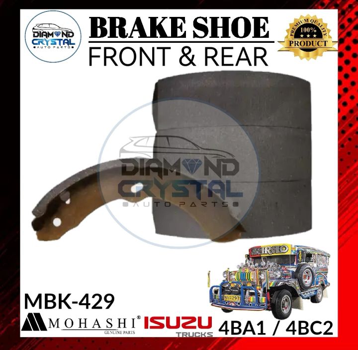 BRAKE SHOE ISUZU 4BA1 / 4BC2 FRONT & REAR (76mm DOUBLE TIRE) P/N: MBK-429 "MOHASHI BRAND ...