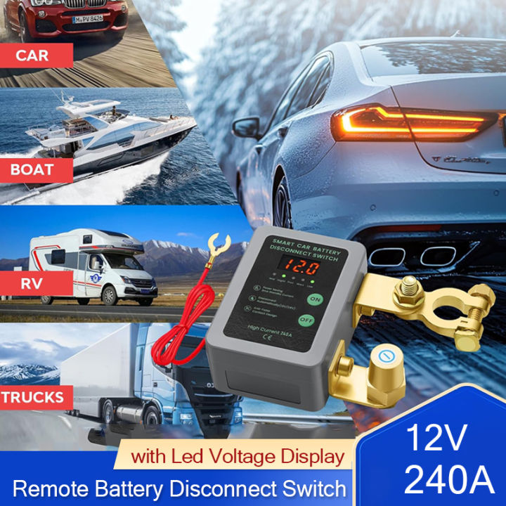 12V Remote Battery Disconnect Shut Off Tool 240A Automatic Power Shut ...