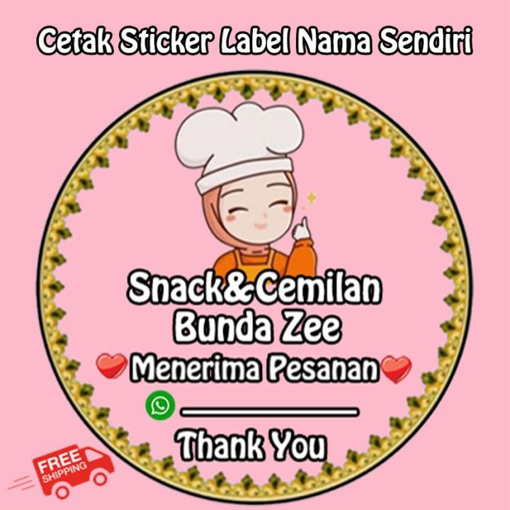 Cetak sticker Label Produk Custom tulisan A4 kiss Cutting | Lazada ...