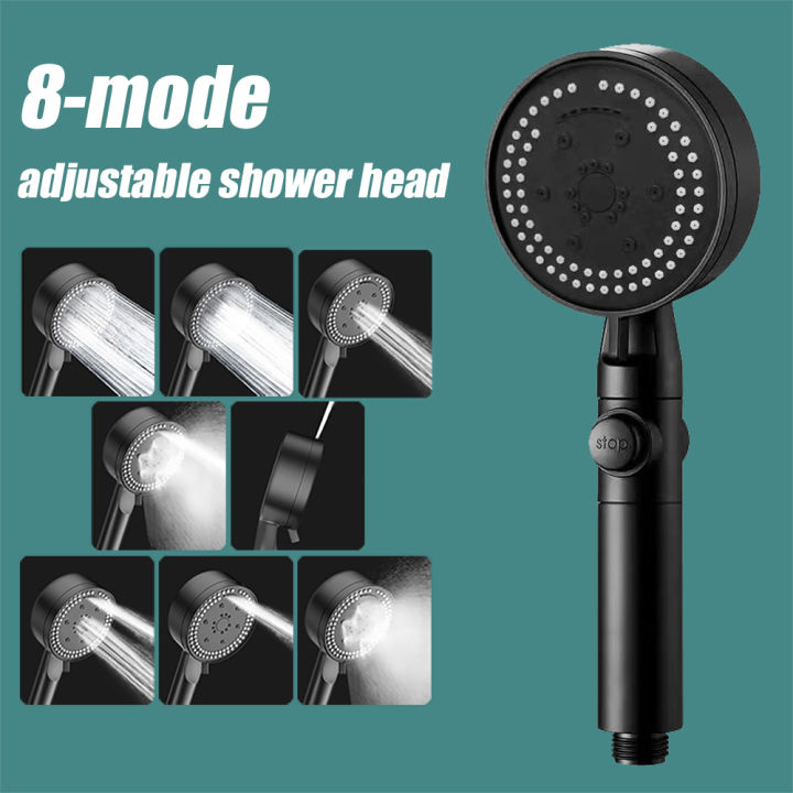 8-mode Adjustable Shower Head High-pressure Water Saving Handheld ...