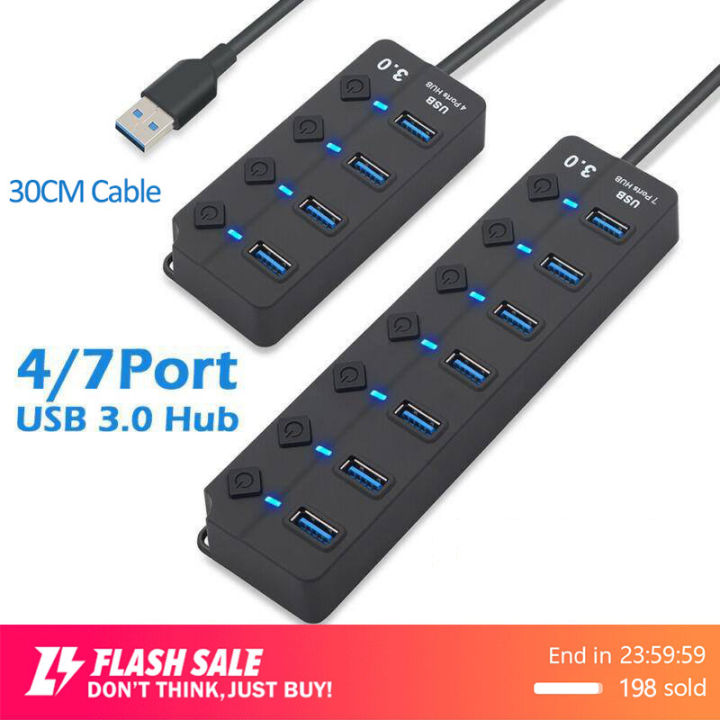 [MY Stock&COD] USB Extension Hub USB 3.0 Port 4/7 Ports Docking Station ...