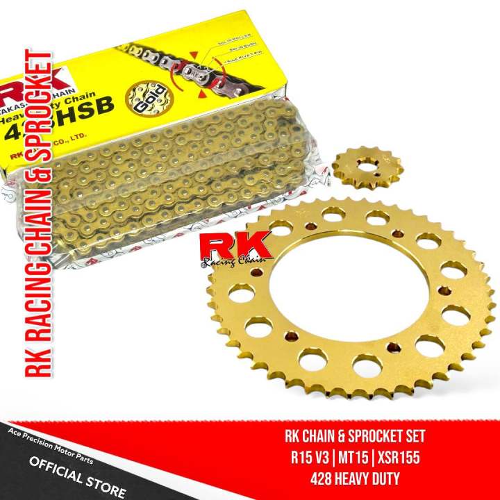 RK Chain and Sprocket Set R15 V3/ MT15/ XSR155 428 Heavy Duty ...