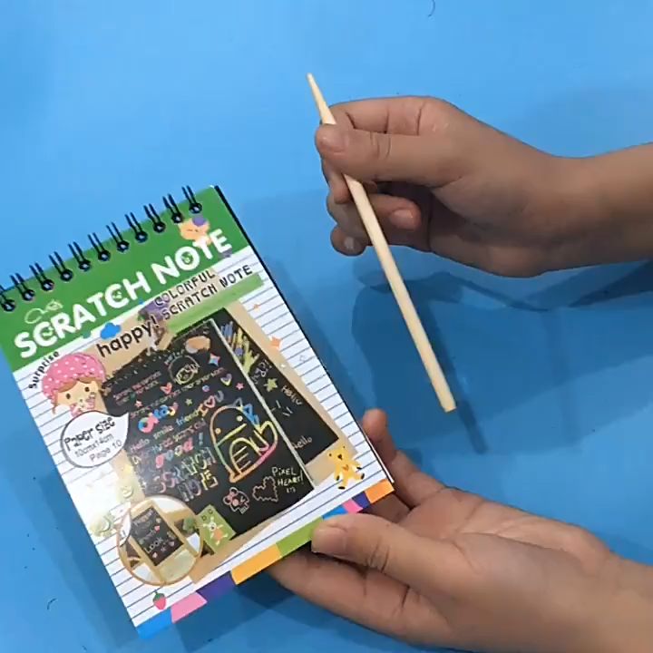 [Happy Kids] Journal Scratch Art Notebooks Colorful Magic Drawing Paper ...