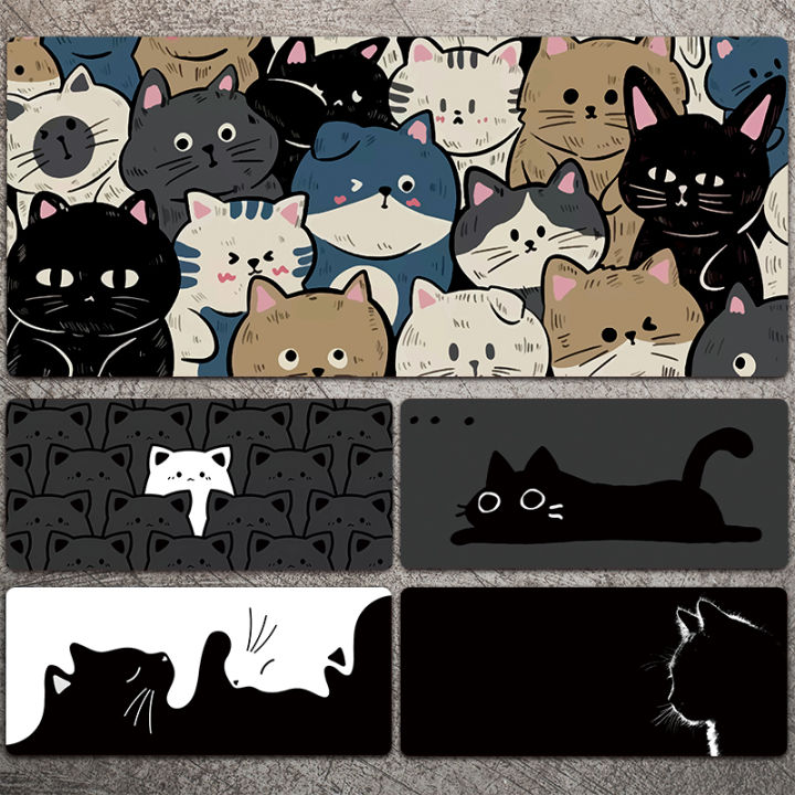 Extra Large Black Cat Mousepad Gaming Desktop Boys Girls Computer ...