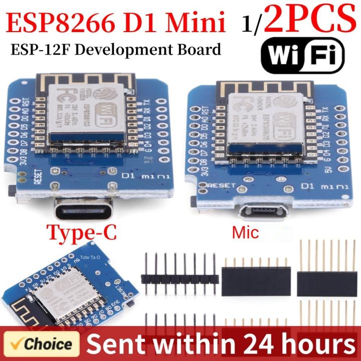 1 2pcs Esp 12f Esp8266 D1 Mini Nodemcu Lua Micro Type C Wemos Wlan Wifi