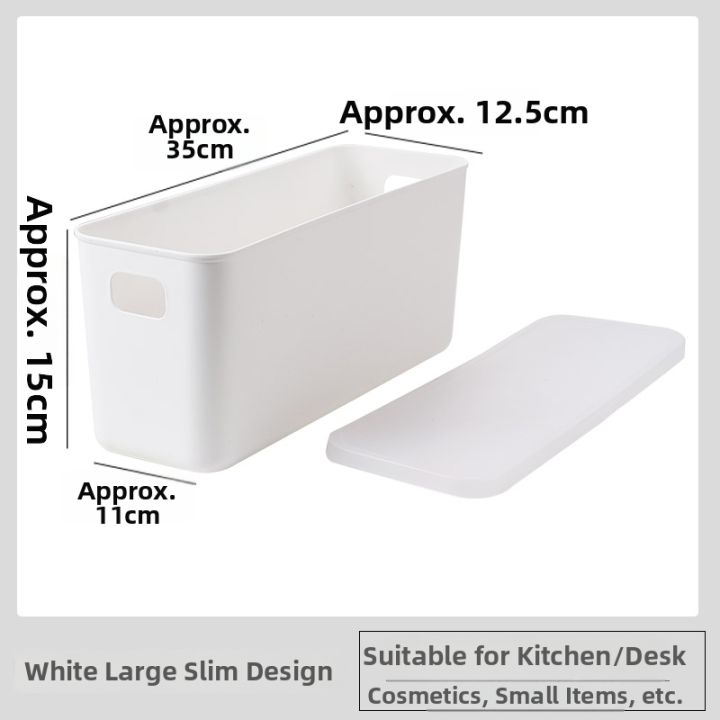 Narrow Long Plastic Storage Box with Lid for Desktop Home Use Dustproof ...