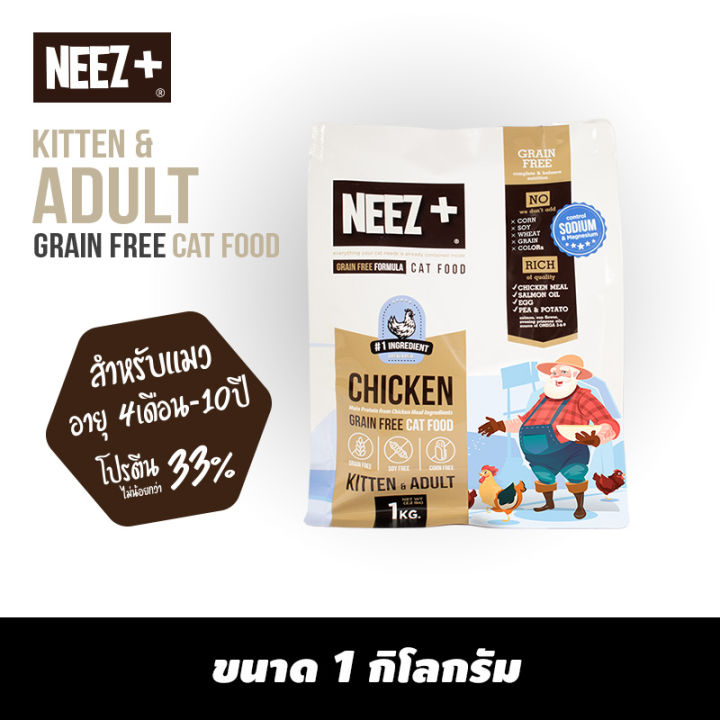 Neez+ Grian free chicken อาหารแมว รสไก่ สูตรเกรนฟรี ขนาด 1 Kg. | Lazada ...