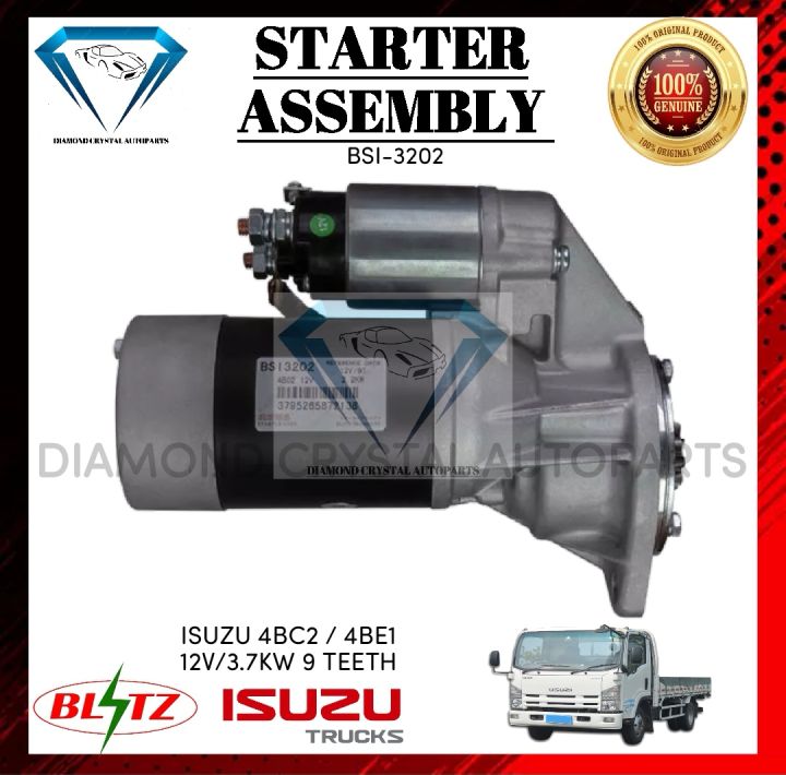 STARTER ASSEMBLY ISUZU 4BC2 / 4BE1 12V/3.7KW 9 TEETH "BLITZ BRAND ...