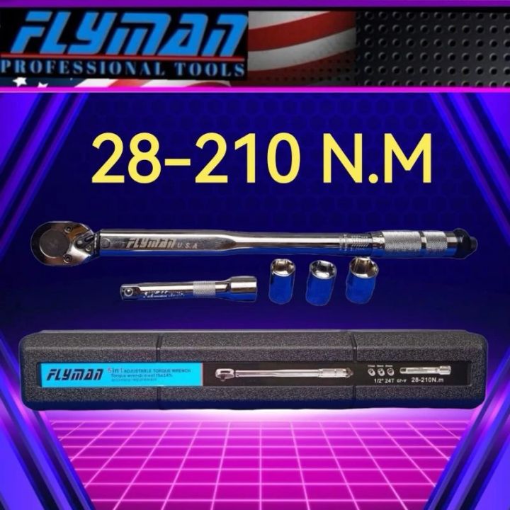100%LEGIT FLYMAN ORIGINAL TORQUE WRENCH AUTO CLICK 1/2 DRIVE 28-210 N.M ...