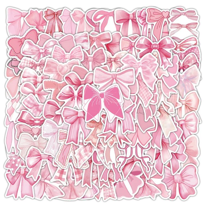 50/100PCS Pink Bowknot Stickers Graffiti Decoration Coquette Bows ...