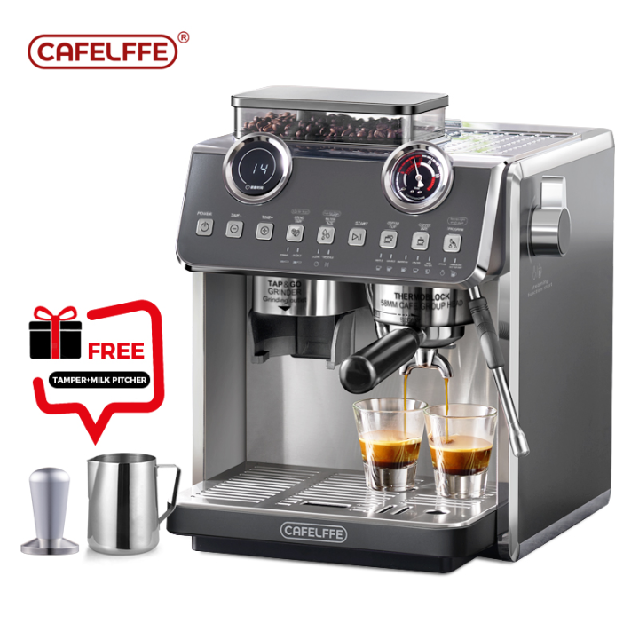 Cafelffe Dual Boiler System Barista Pro 58MM Portifilter 20Bar Bean to Espresso Cafetera Coffee ...
