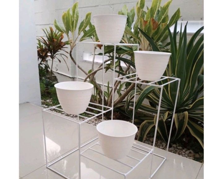 standing pot bunga besi /standing pot 4 dudukan 20x20cm | Lazada Indonesia