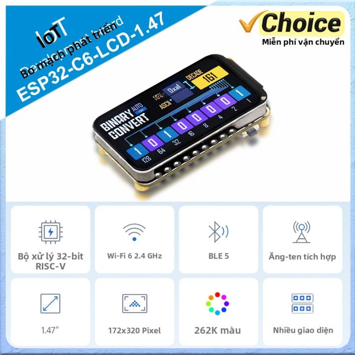Mô-đun Bảng Phát Triển IoT ESP32-C6 Với Màn Hình LCD 1.47 Inch, WiFi 6 ...
