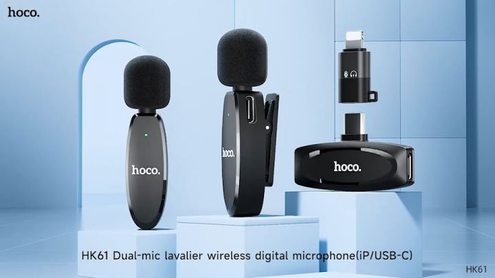 Hoco HK61 ไมค์คู่ไร้สาย 2in1 สำหรับ iP และ USB-C ตัดเสียงรบกวน แบตอึด ...