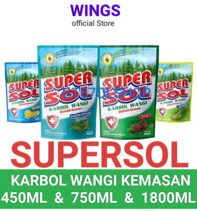 SUPERSOL KARBOL WANGI DENGAN KEMASAN 450ML---750ML & 1800ML. | Lazada ...
