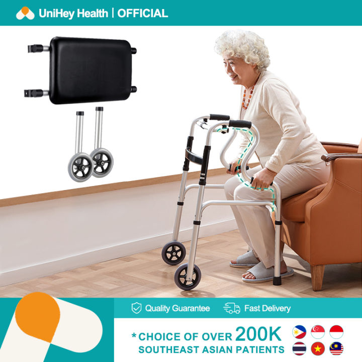 【UniHey】Folding Adult Walker with Wheels Heavy Duty Walker for Senior ...