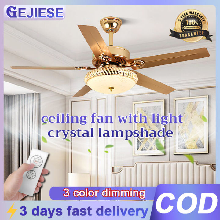 GEJIESE Ceiling fan with light modern deisgn 52inch 42inch crystal ...
