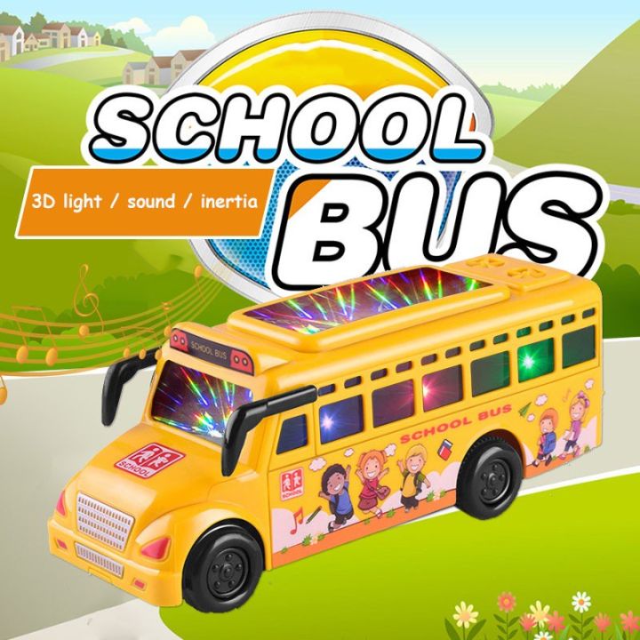 (Ready Stock) Flash Light Music Bus Toy Electric Bus Toy School Bus ...