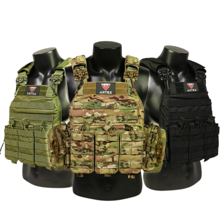 Tactical Vest with Triple Magazine Pouch, 1000D Nylon Fabric, Quick ...