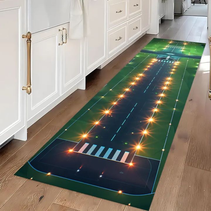 Neon Runway Rug Kids Airplane Play Mat Airport Bedroom Corridor Balcony ...