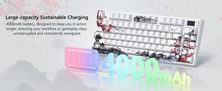 Womier SK80 PRO White Coral Sea OLED Display 3-Mode Wireless Gaming ...