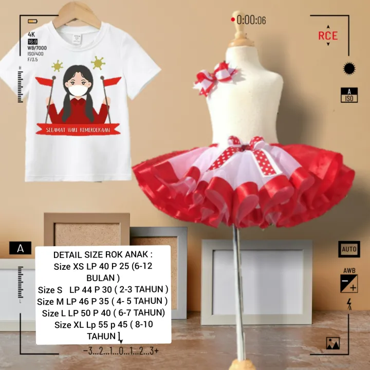 Set Rok Tutu Merah Putih Anak Perempuan Premium / Baju Hut Ri Agustusan ...