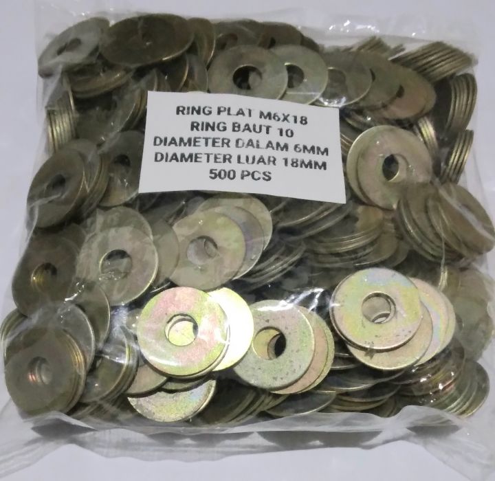 PAKET 500 PCS RING PLAT BAUT 10(M6×18) DIAMETER DALAM 6MM(0,6CM ...