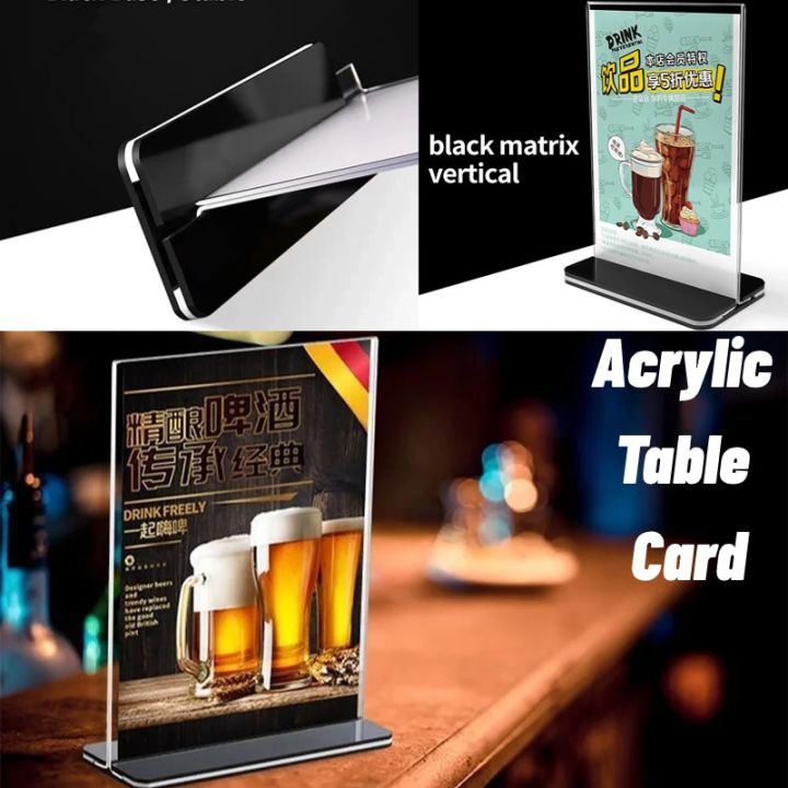 A4/A Double Side T Shape Acrylic Sign Holder Display Stand Advertising ...