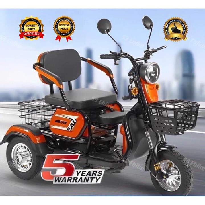 Ebike 3 Wheels Elektrik Basikal 3 Roda Electric Tricycle 3 Seats