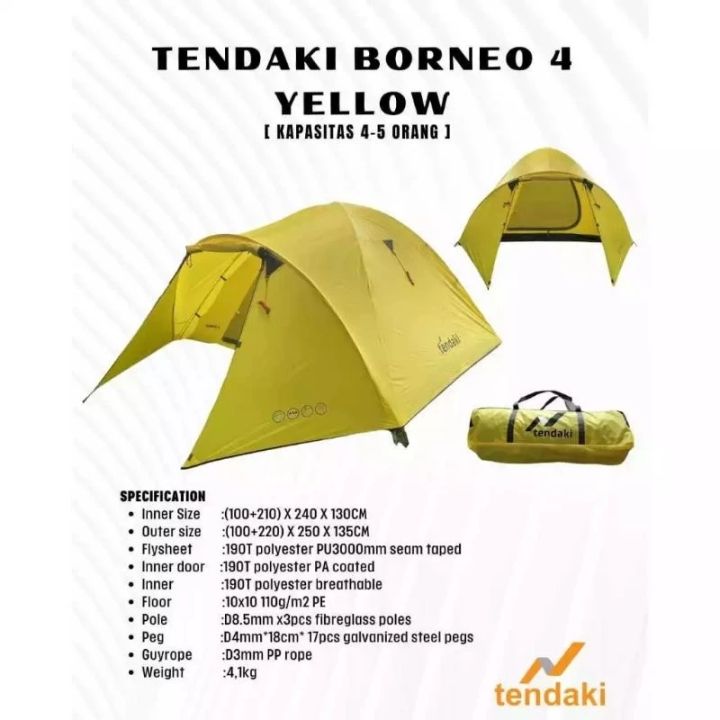 tendaki borneo 4 tenda camping tendaki Borneo 4 waterproof | Lazada ...
