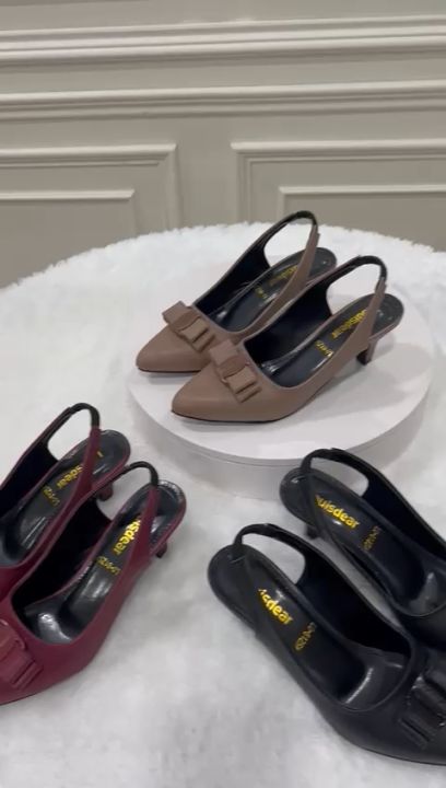 Sepatu Heels 3 cm P96 Pansus Tali Belakang Pita bahan Kulit Sintetis ...