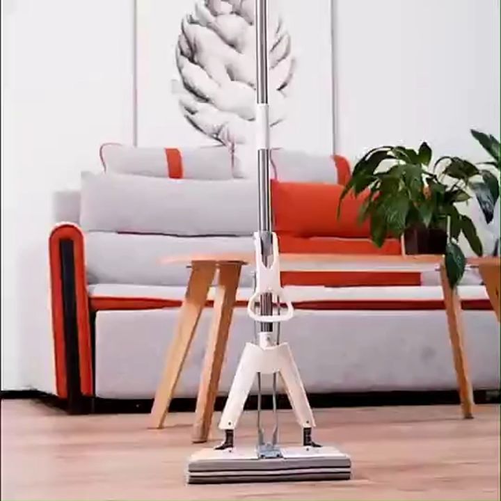 Foldable Sponge Mop Set Hands-Free Squeeze Wipe Dry Extendable Large ...