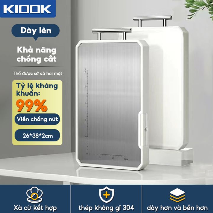 KIOOK Thớt Inox 304 Cao Cấp Thớt inox KHÁNG KHUẨN 2 Mặt Kháng Khuẩn ...