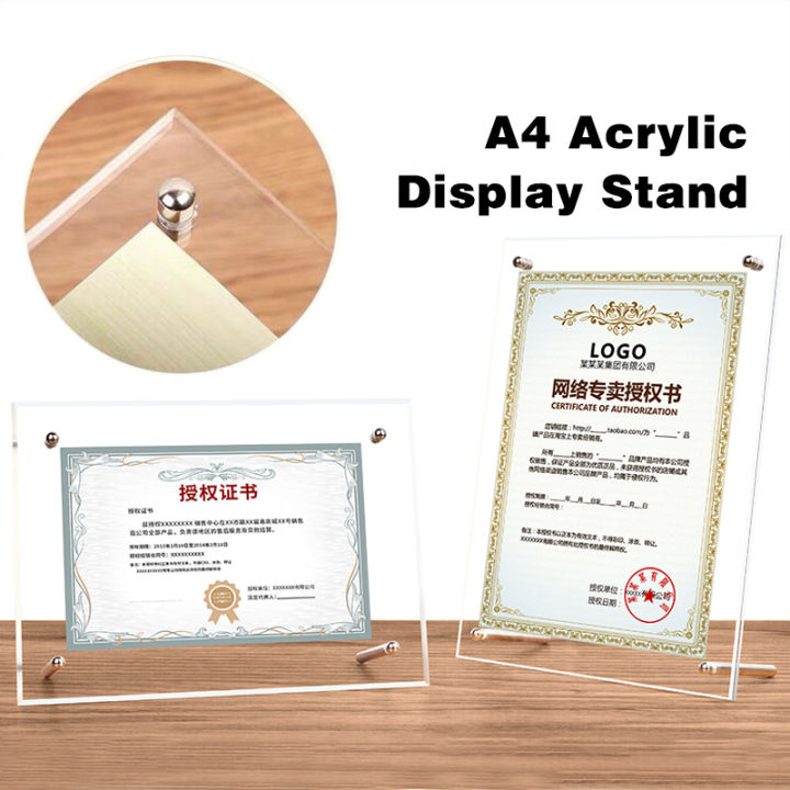 A4 Acrylic Display Stand Product Menu Price lable Picture Display Stand ...