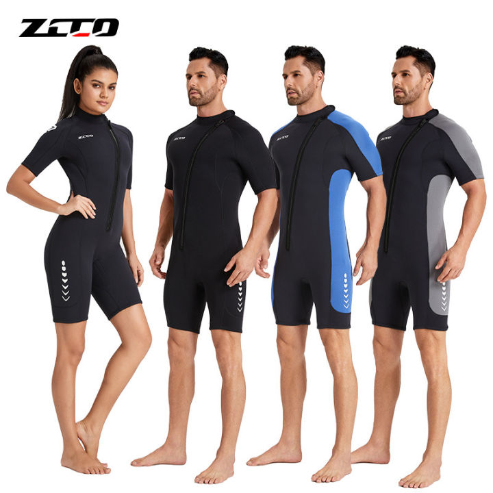ZCCO 3mm Neoprene Front Zipper Wetsuit Men and Women Couples Short ...